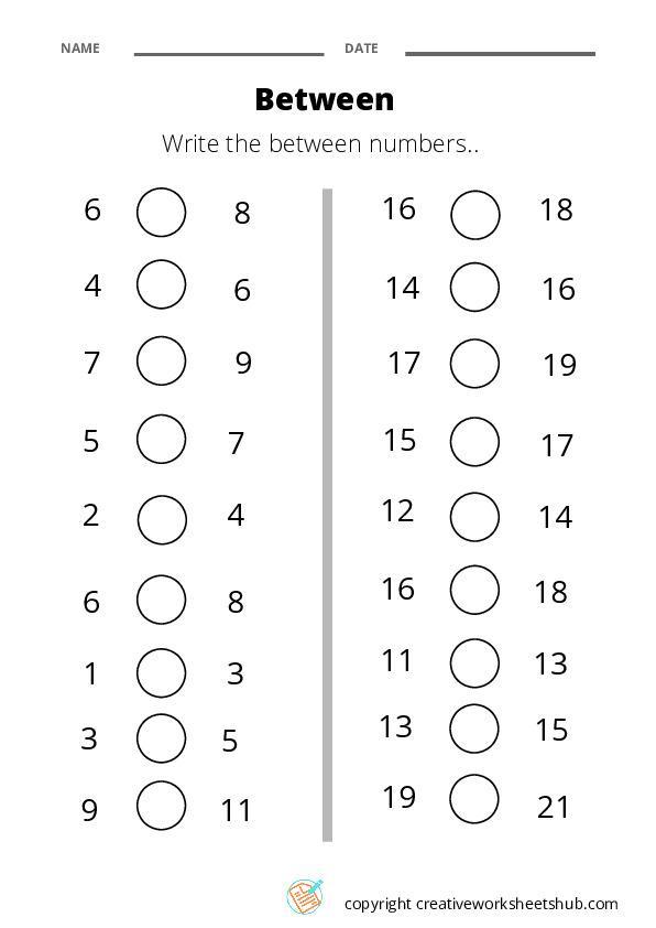 Kindergarten Maths l Before , After, and Between - creativeworksheetshub