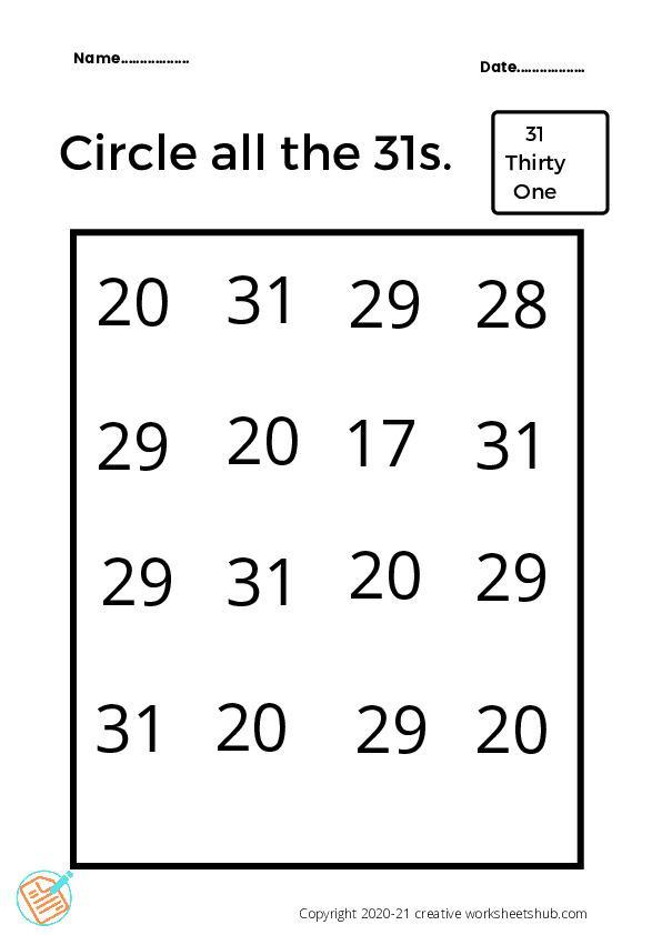 Numbers worksheets for Kindergarten – creativeworksheetshub