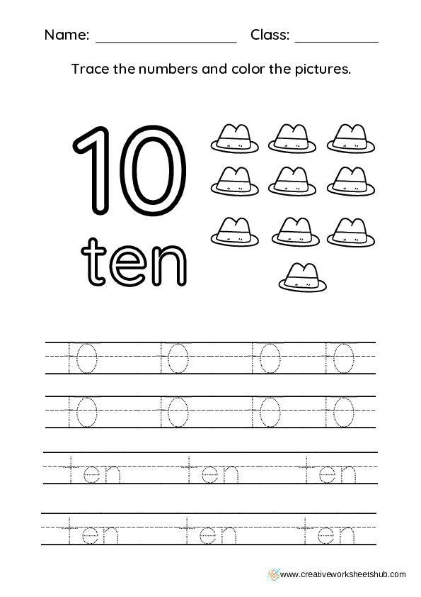 Numbers Tracing Worksheets For Kindergarten - creativeworksheetshub
