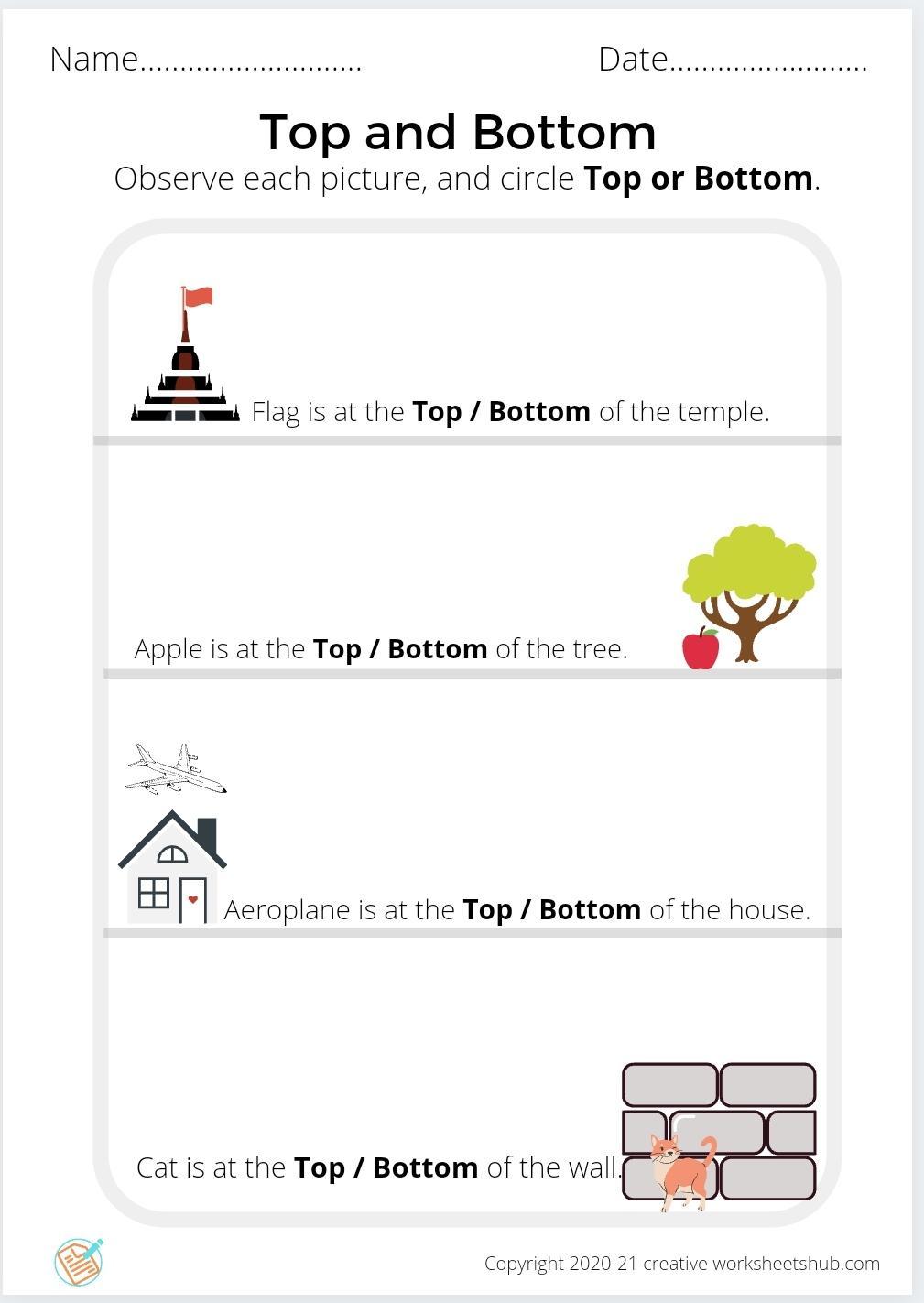 Free Worksheets Top and Bottom - creativeworksheetshub