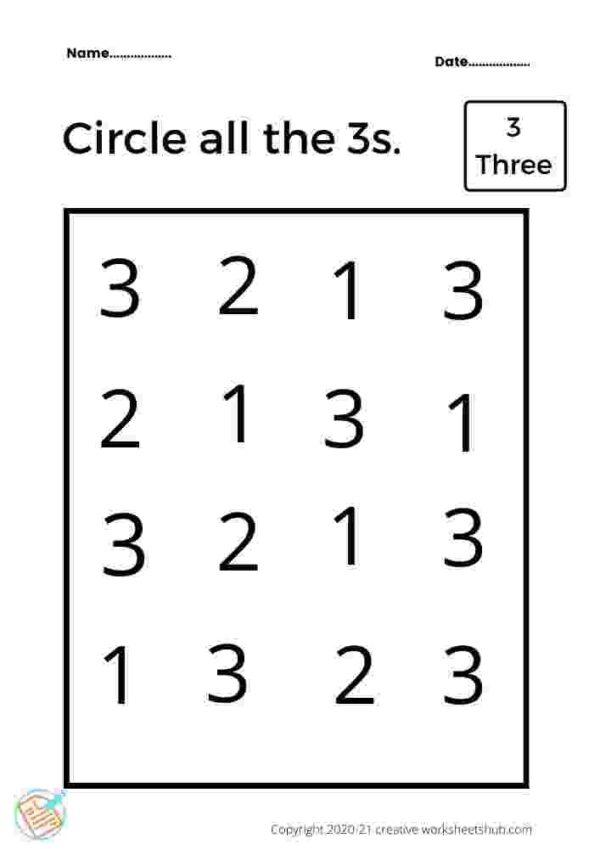 Numbers worksheets for Kindergarten - creativeworksheetshub