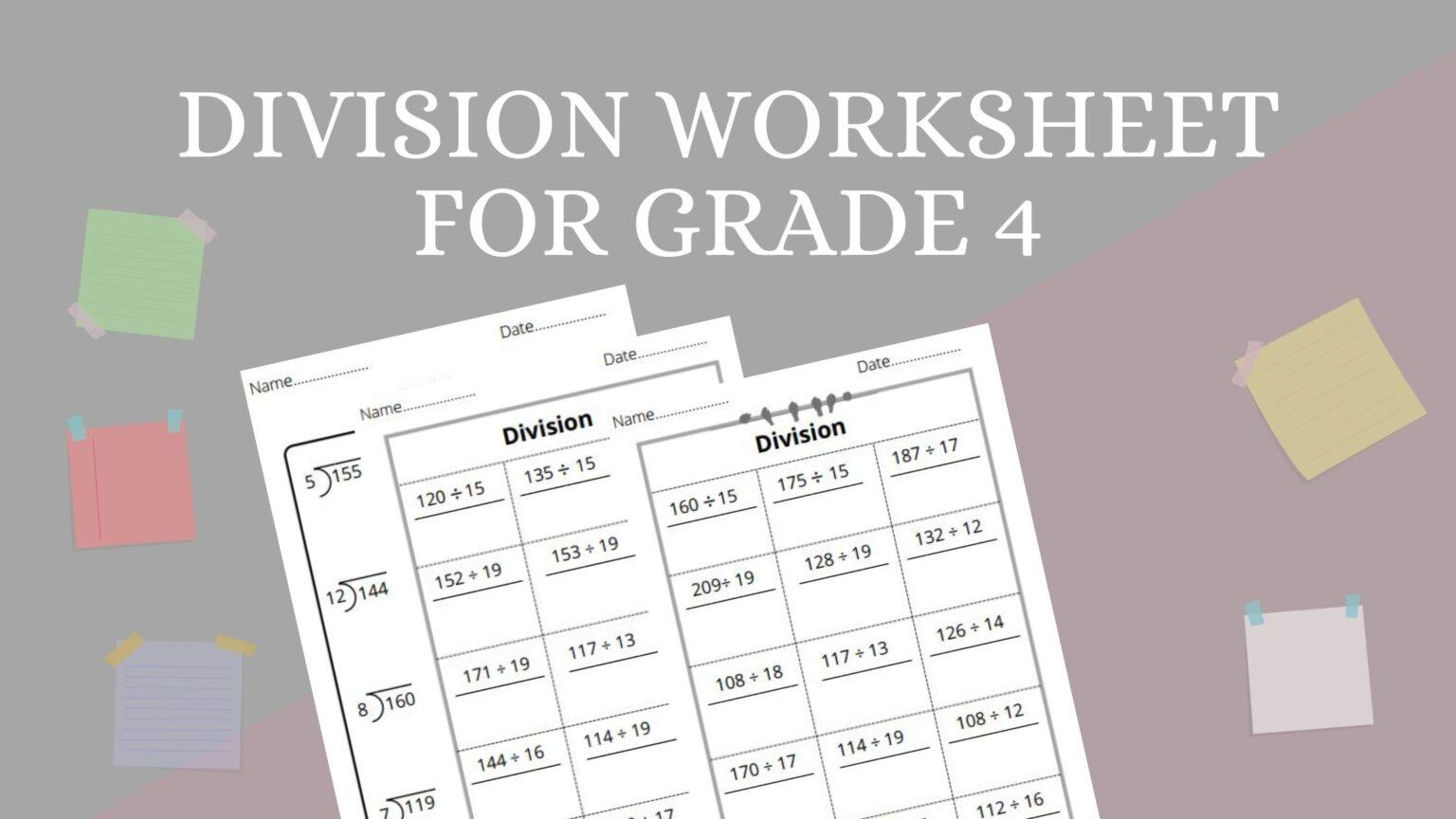 Free Division worksheets for class 4 - creativeworksheetshub