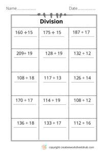 Free Division worksheets for class 4 - creativeworksheetshub
