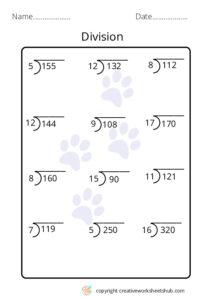 Free Division worksheets for class 4 - creativeworksheetshub