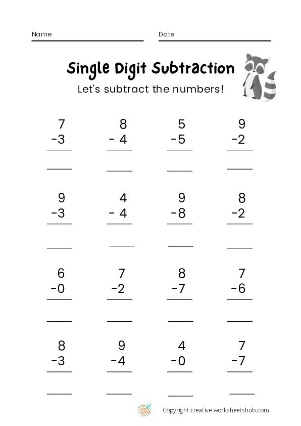 Grade 1 Subtraction Worksheets Creativeworksheetshub Grade 1 Subtraction Worksheets Creativeworksheetshub