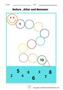 Kindergarten Maths l Before , After, and Between - creativeworksheetshub