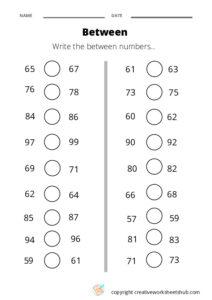 Kindergarten Maths l Before , After, and Between - creativeworksheetshub