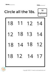 Numbers worksheets for Kindergarten - creativeworksheetshub