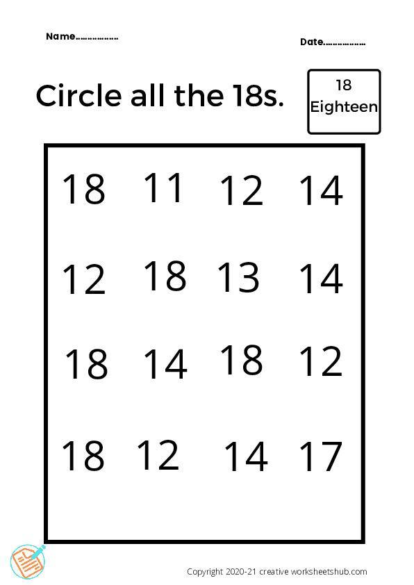 Numbers worksheets for Kindergarten – creativeworksheetshub