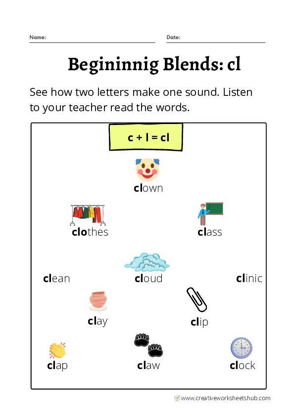 Phonics Worksheets for Kindergarten Blending Sounds - creativeworksheetshub