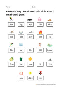 Phonic Sound Worksheets For Kindergarten (Long and Short Vowel Sounds ...
