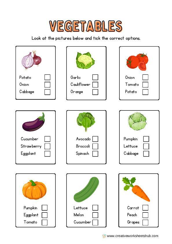 Fruits and Vegetable Worksheets For Kindergarteners - creativeworksheetshub