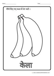 Fruits Coloring Worksheets in Hindi - creativeworksheetshub