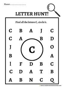 Letter Hunt Worksheets For Kindergartens - creativeworksheetshub