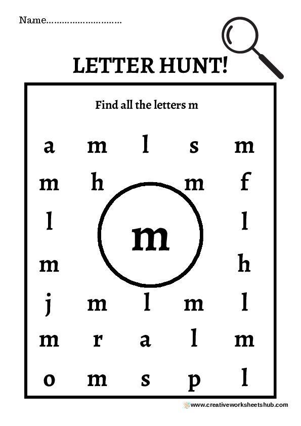 Letter Hunt Worksheets For Kindergarteners