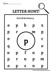Letter Hunt Worksheets For Kindergarteners