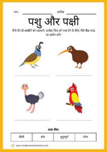 Animals worksheets in Hindi for grade 1 pdf - creativeworksheetshub