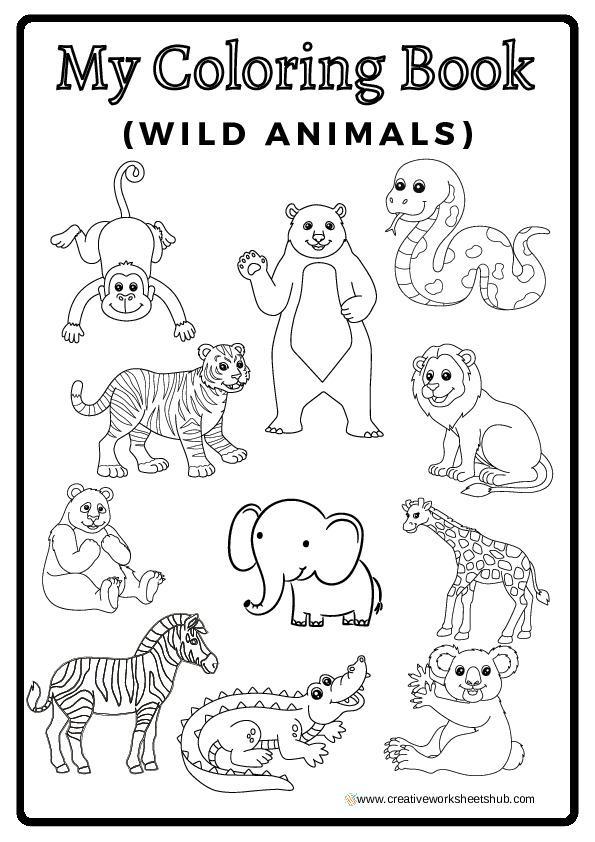 Wild Animals Drawing Worksheets For Kids - creativeworksheetshub