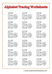 Alphabet tracing worksheets letter Ee and Ff