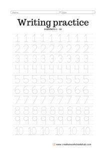 Number 1-10 tracing worksheets