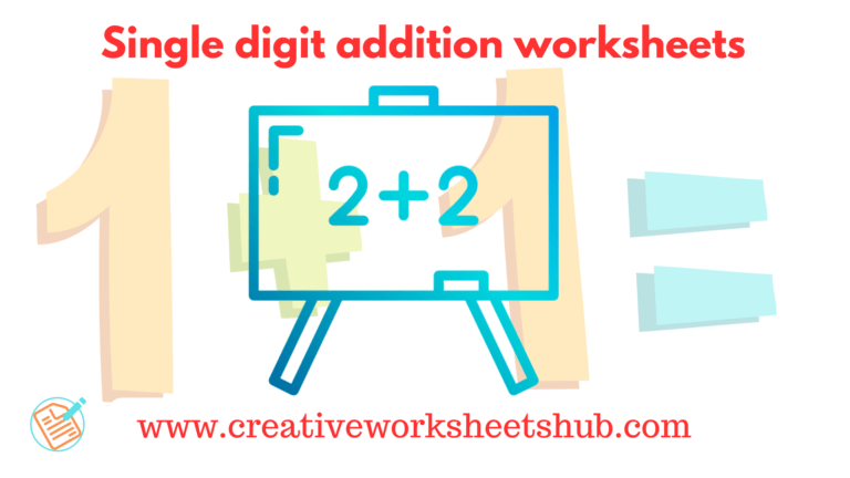 Single digit addition worksheets for grade 1 - creativeworksheetshub