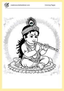 8 Cute Shri Krishna Coloring Pages - creativeworksheetshub