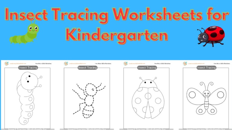 Insect Tracing Worksheets for Kindergarten - creativeworksheetshub