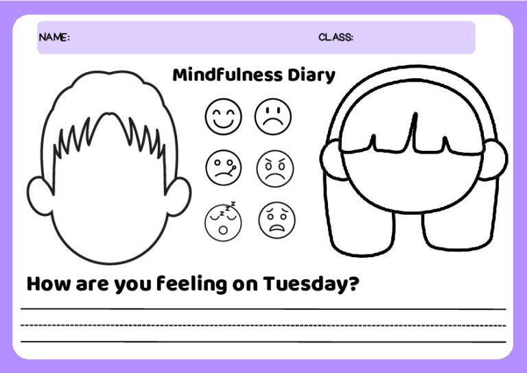 Mindfulness Worksheet for Grade 1 - creativeworksheetshub