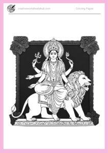 Goddess Durga colouring pages pdf - creativeworksheetshub