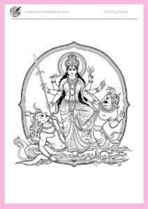 Goddess Durga colouring pages pdf - creativeworksheetshub