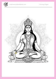 Goddess Durga colouring pages pdf - creativeworksheetshub