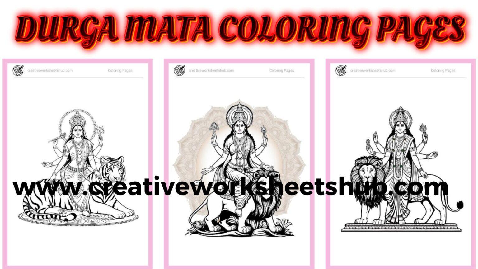 Goddess Durga colouring pages pdf - creativeworksheetshub