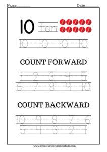 1-10 Number tracing worksheets