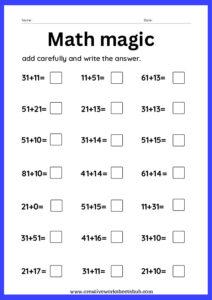 Addition worksheets for grade 2