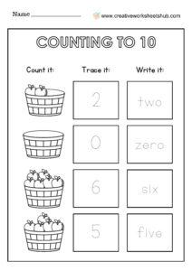 Counting 1 to 10 Worksheets