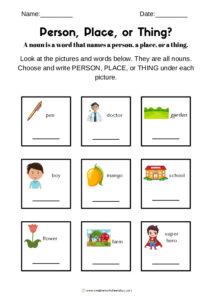 Free Grade 1 Noun Worksheets